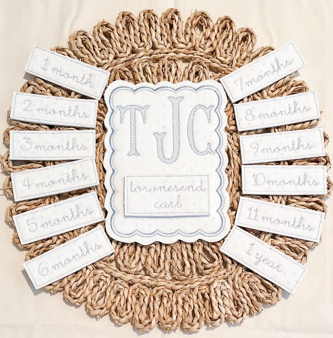 Monthly Milestone Cards | Embroidered | Customized - Etsy