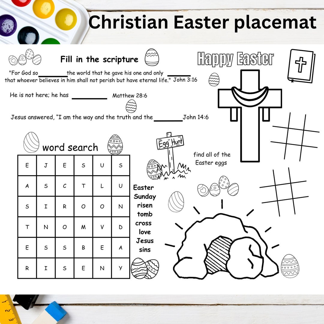 Christian Easter Activity Placemat, Printable Coloring Activity ...