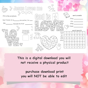 Christian Coloring Placemats: Sunday School Bible Activity (PDF) - Etsy
