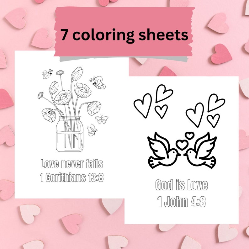 7 Bible Verse Coloring Pages for Kids Bundle, Christian Coloring Sheets ...