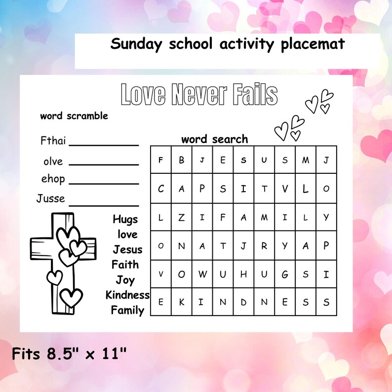 Christian Kids Activity Placemats: Bible Verse Games (PDF Download) - Etsy