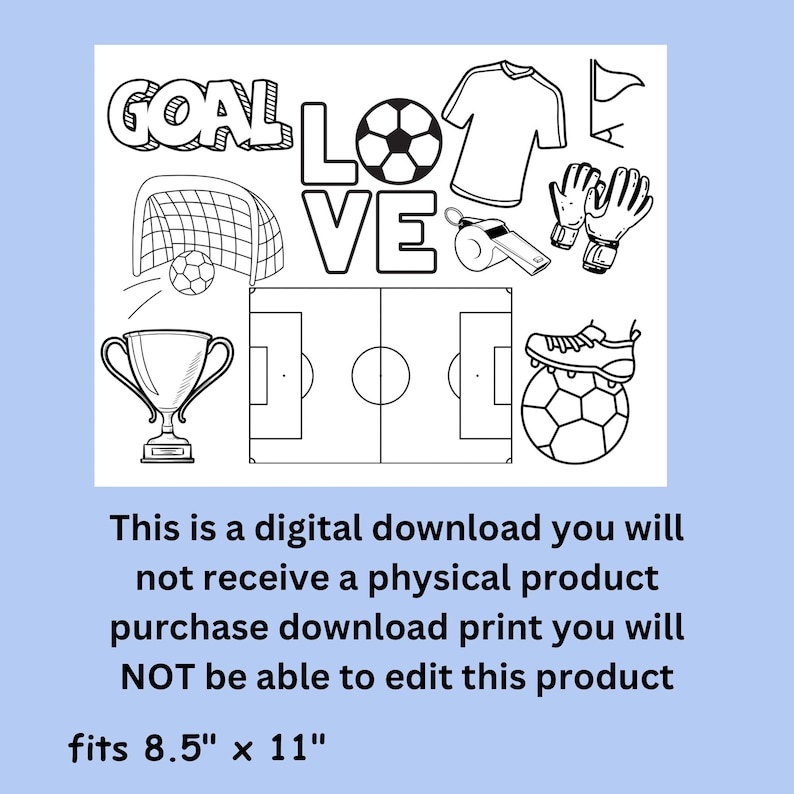 Soccer Themed Coloring Sheet, Printable Sports Coloring Page for Kids ...
