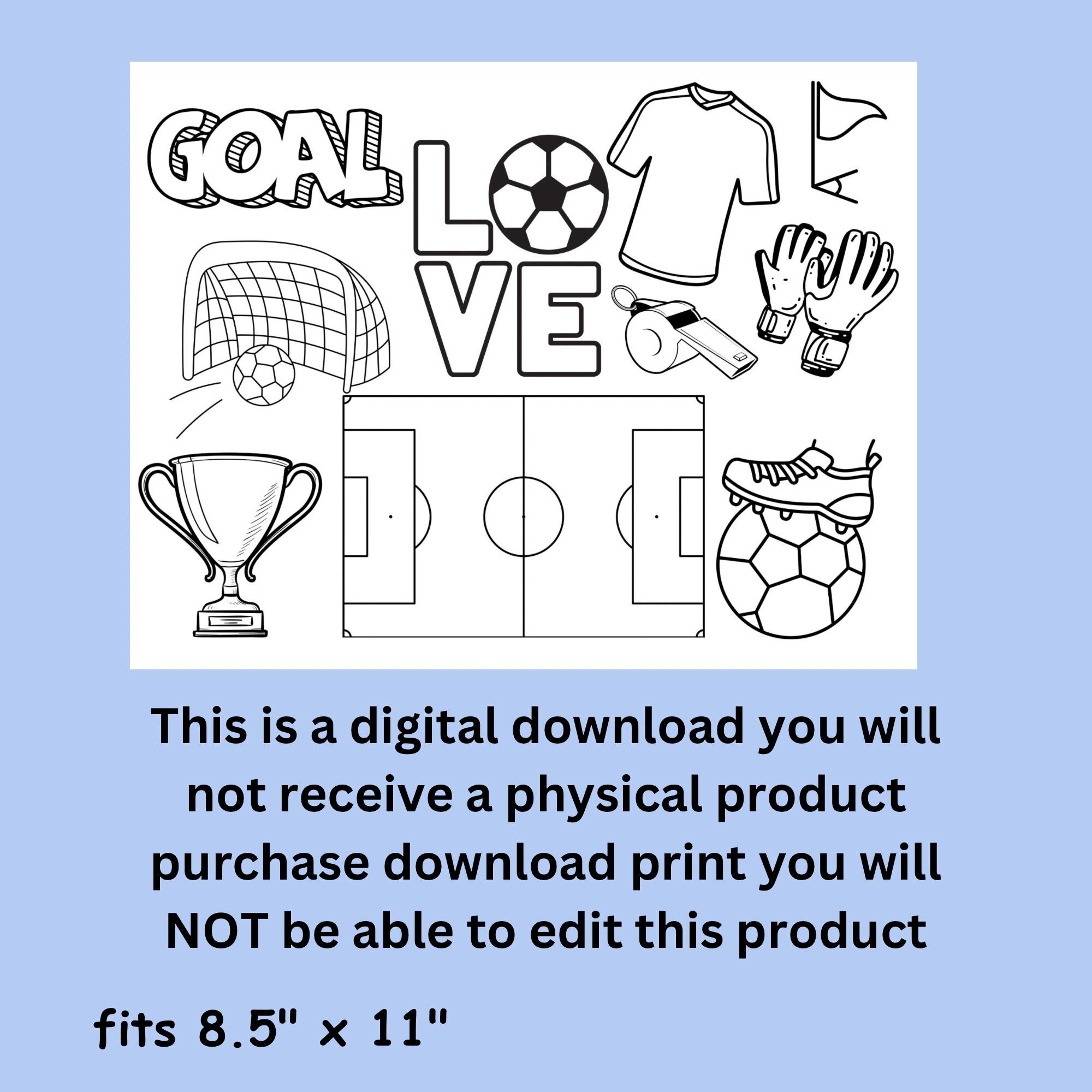 Soccer Themed Coloring Sheet, Printable Sports Coloring Page for Kids ...