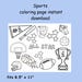 Sports Themed Coloring Sheet, Printable Sports Coloring Page for Kids ...