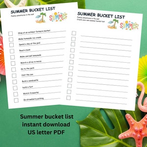 Summer Bucket List Printable, Summer Break Bucket List Template, Summer ...