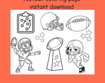 Football Coloring Page, Kids Printable Coloring Placemat, Instant ...