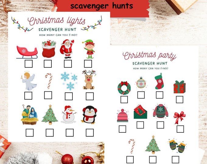 Christmas Party Scavenger Hunt Printable, Christmas Lights Outdoor ...