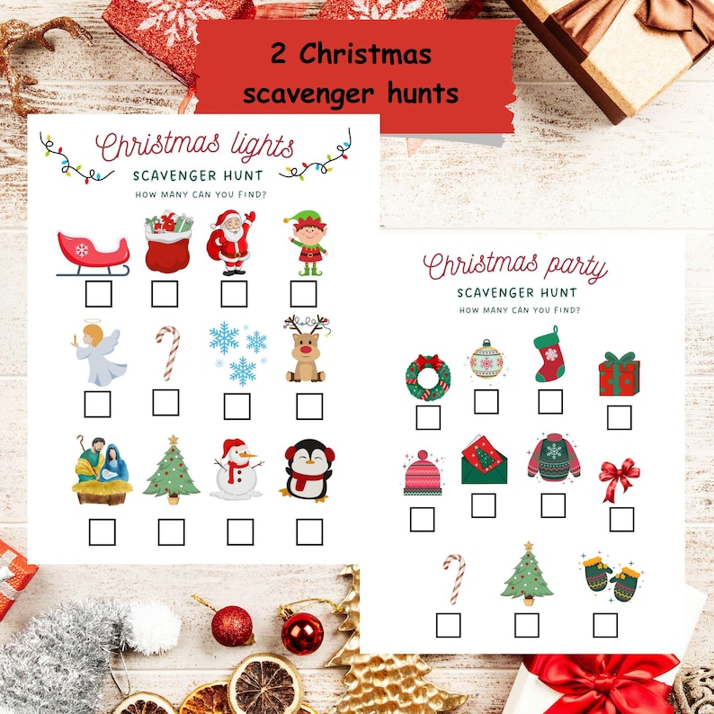 Christmas Party Scavenger Hunt Printable, Christmas Lights Outdoor ...