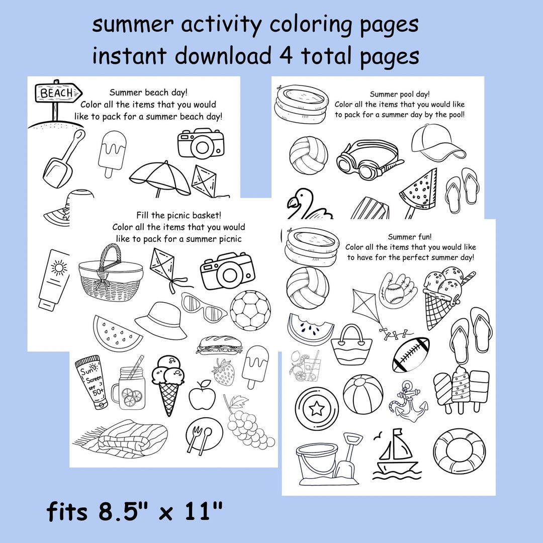 Summer Coloring Activity for Kids, Fun Printable Summer Activities ...
