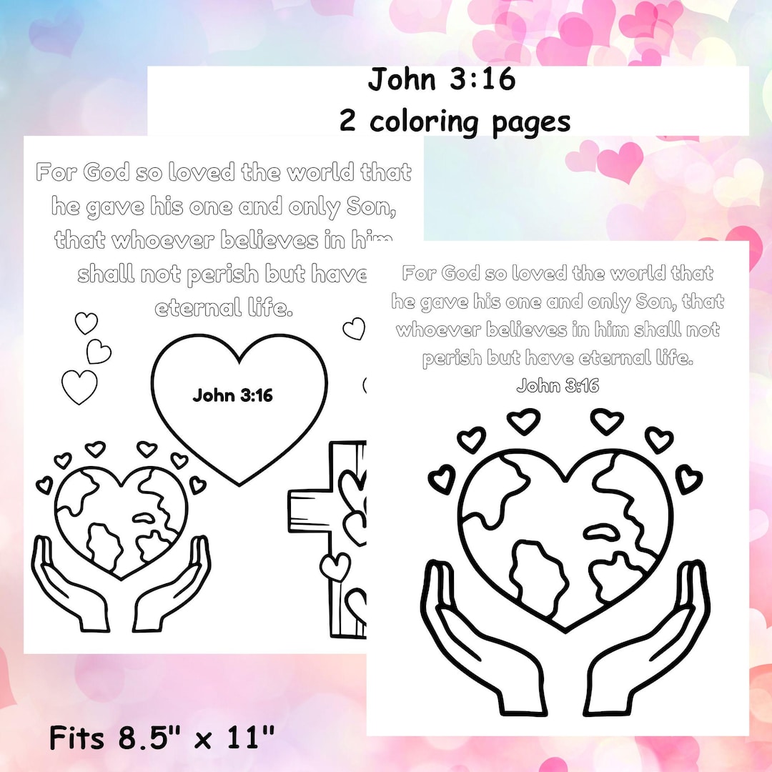 John 3:16 Bible Verse Coloring Pages for Kids, Sunday School Coloring ...
