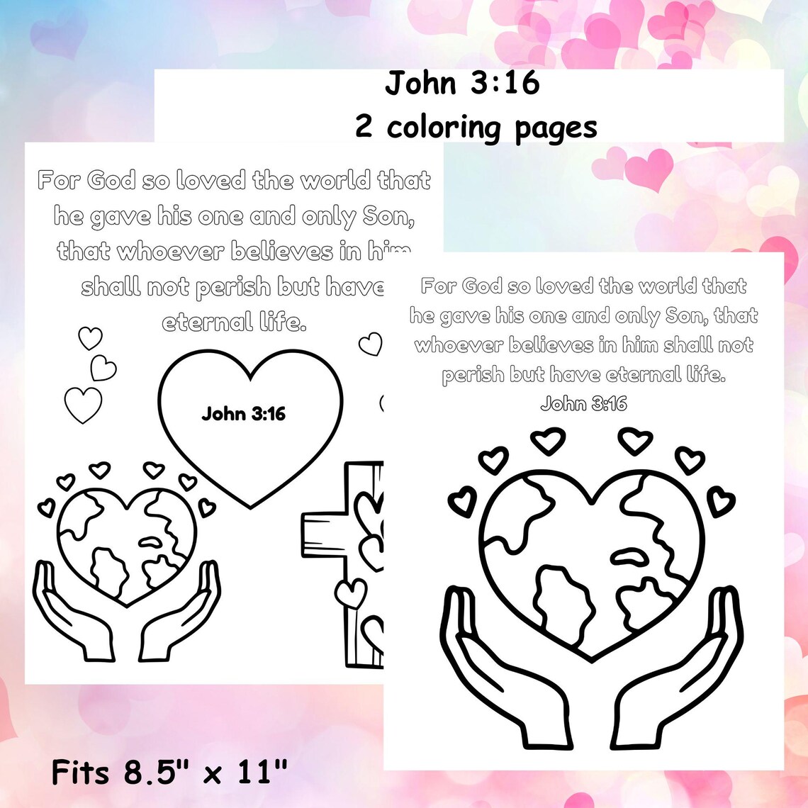 John 3:16 Bible Verse Coloring Pages for Kids, Sunday School Coloring ...