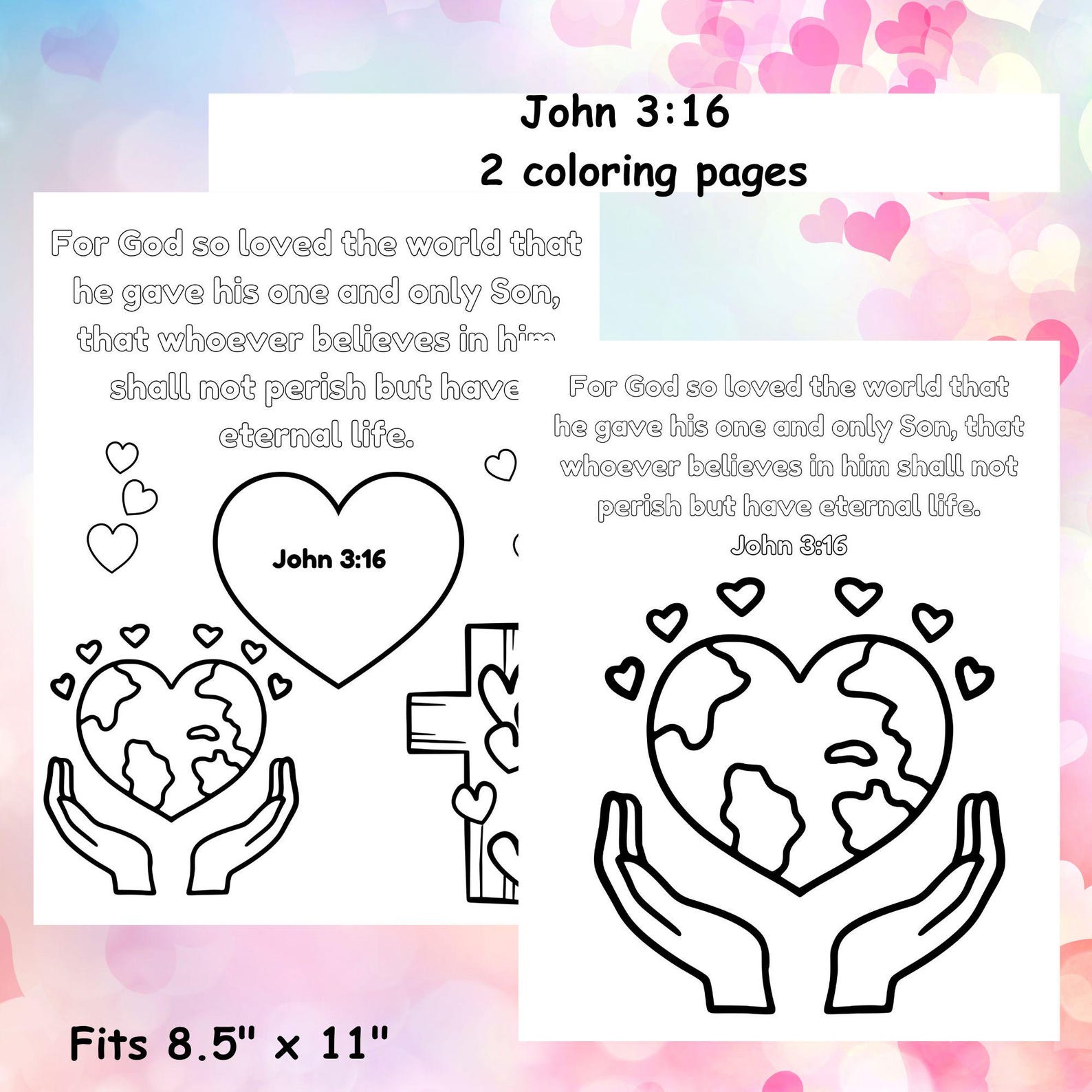 John 3:16 Bible Verse Coloring Pages for Kids, Sunday School Coloring ...