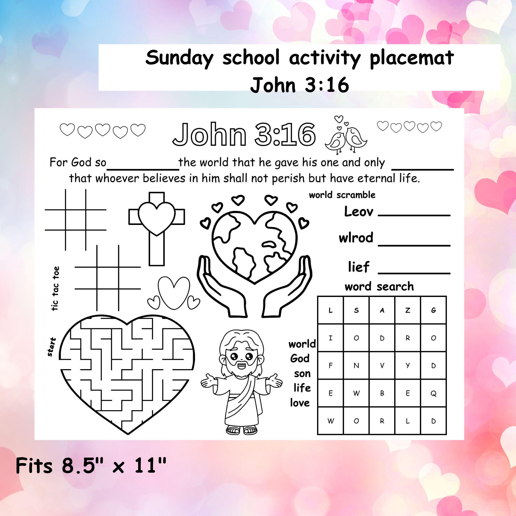 Christian Kids Activity Placemats: Bible Verse Games (PDF Download) - Etsy