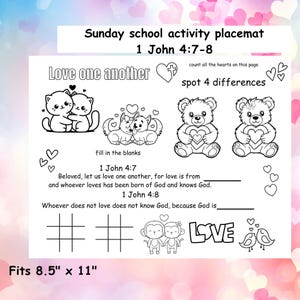 1 John 4:7-8 Bible Activity for Kids, Sunday School Bible Coloring ...