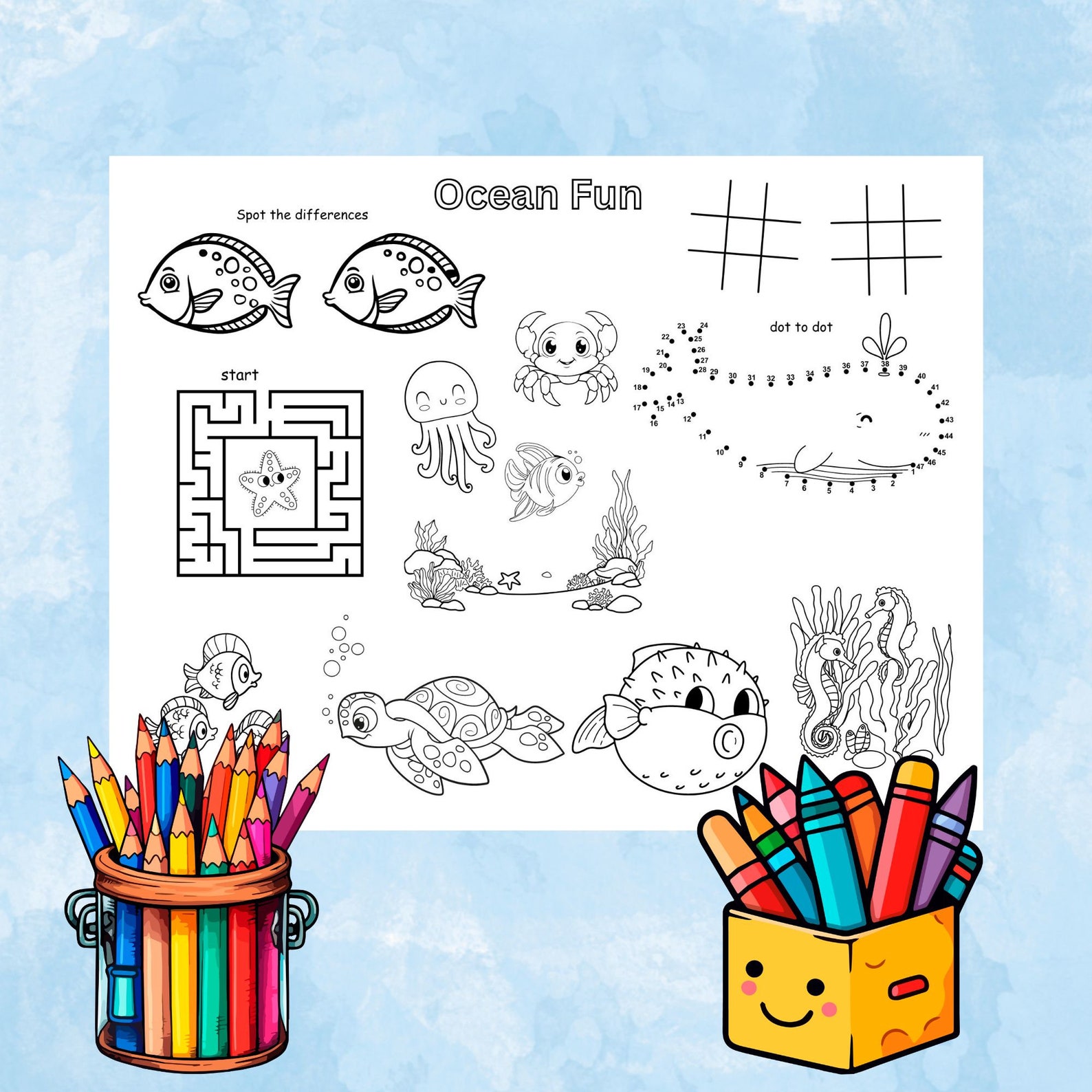 Under the Sea Activity Placemat: Ocean Coloring Page (PDF) - Etsy