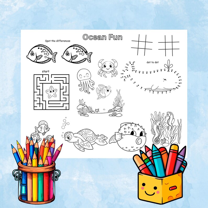 Printable Under the Sea Activity Placemat, Ocean Themed Coloring ...