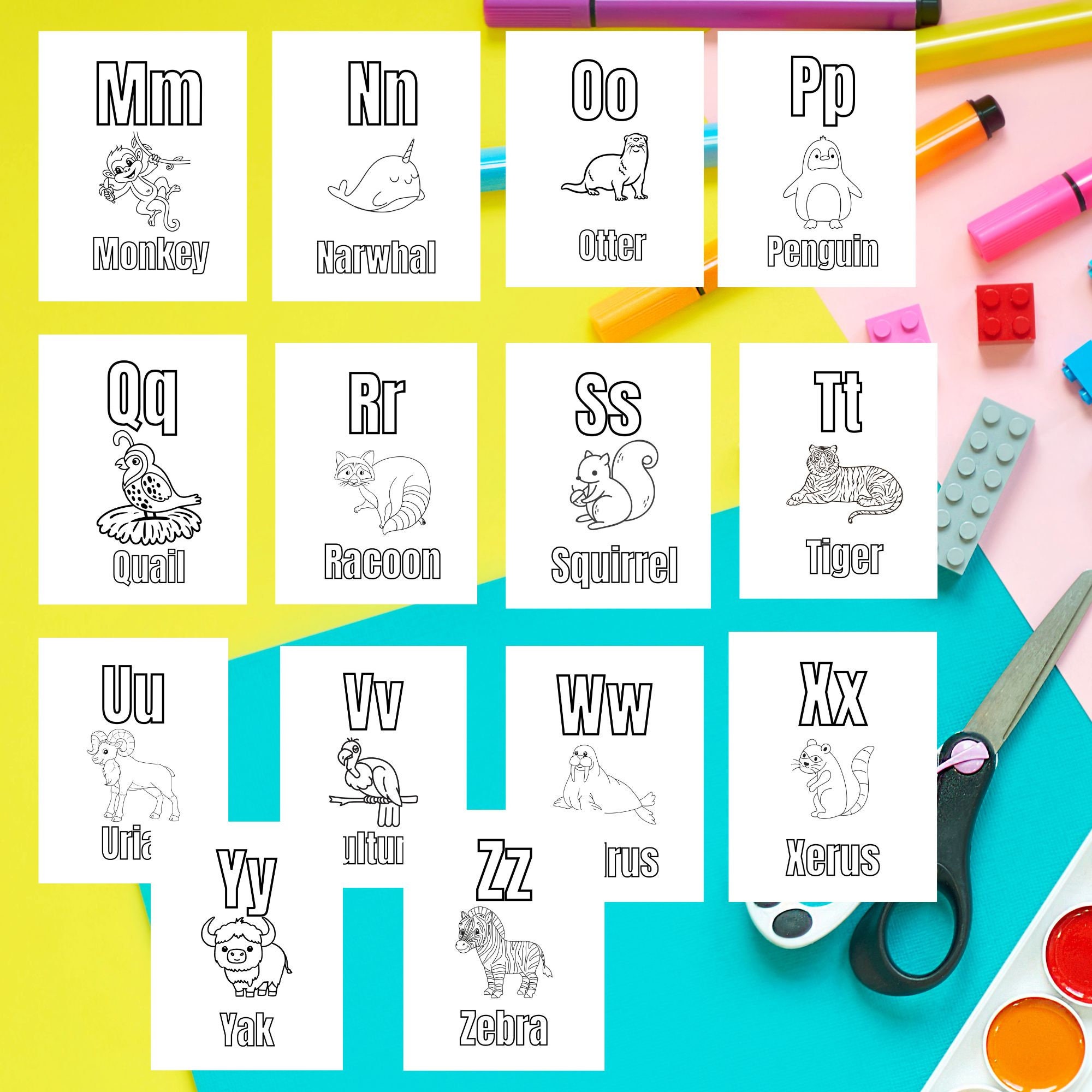 Preschool Animal Coloring Bundle, Printable Animal Alphabet Coloring ...