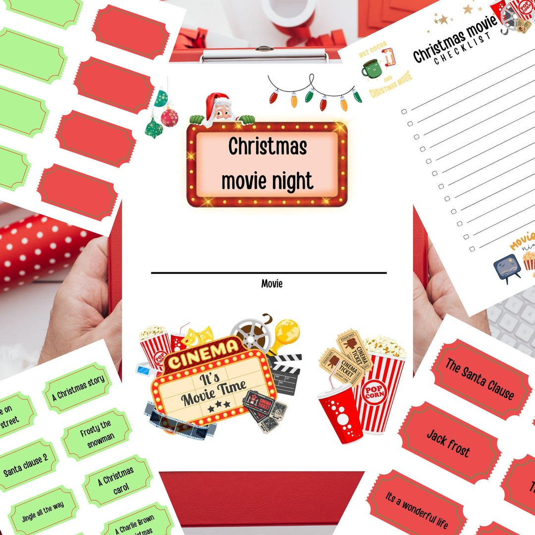 Christmas Movie Night Bundle, Printable Movie Posters and Tickets ...