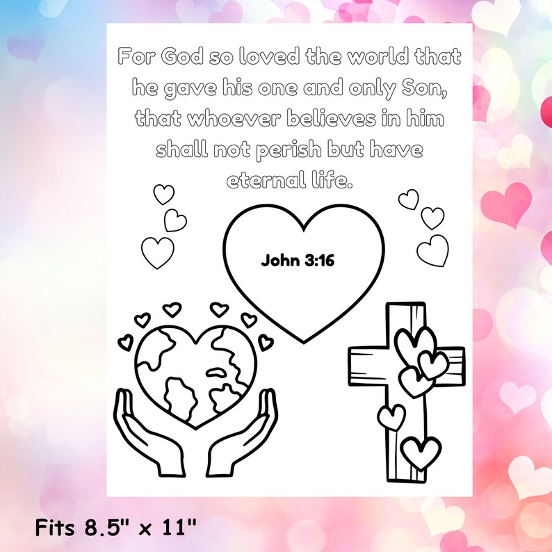 John 3:16 Bible Verse Coloring Pages for Kids, Sunday School Coloring ...
