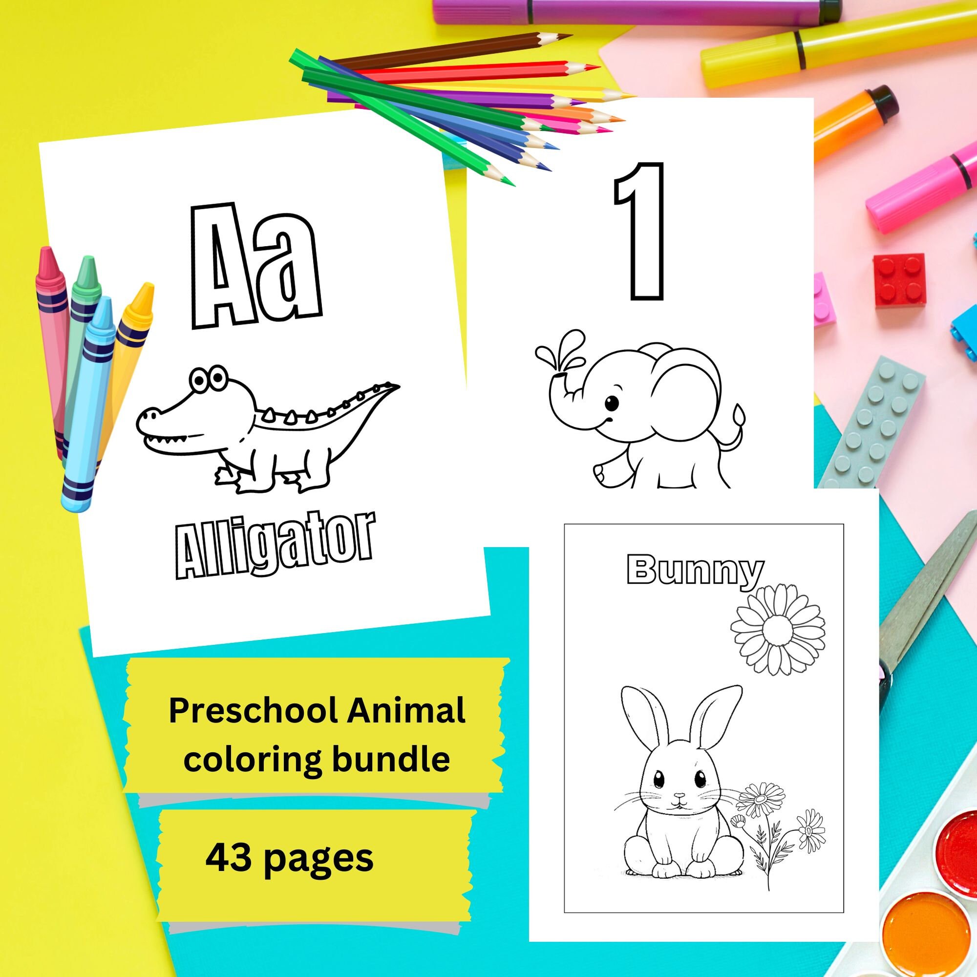 Preschool Animal Coloring Bundle, Printable Animal Alphabet Coloring ...