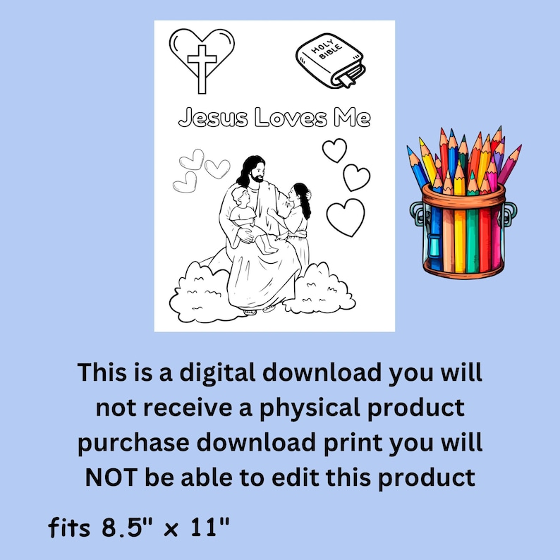 Jesus Loves Me Bible Coloring Sheet, Sunday School Bible Coloring Page ...