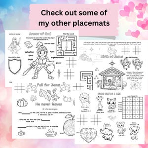Christian Coloring Placemats: Sunday School Bible Activity (PDF) - Etsy