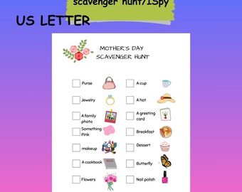 Printable Mothers Day Scavenger Hunt, Outdoor Treasure Hunt Ispy for ...