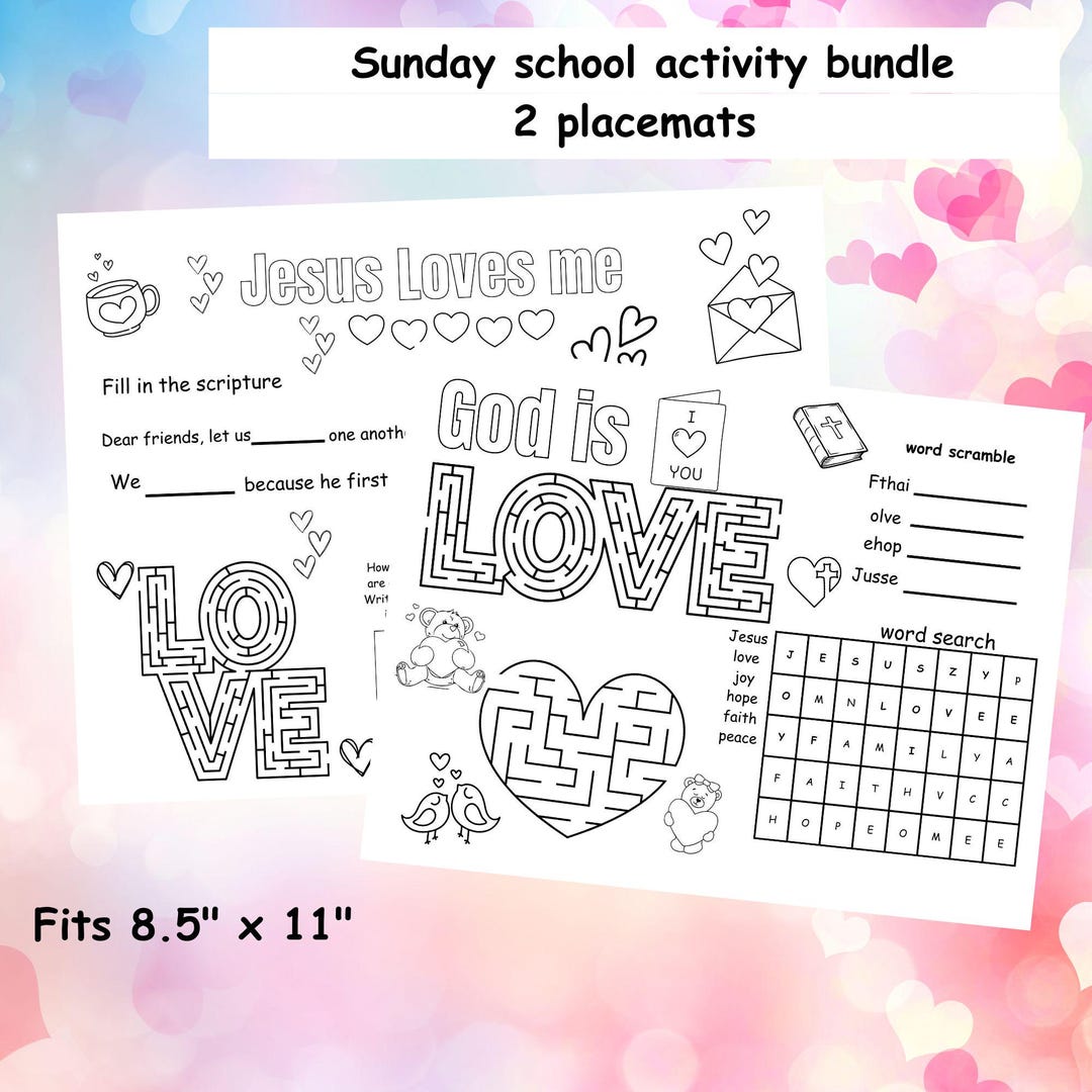 Christian Coloring Placemats: Sunday School Bible Activity (PDF) - Etsy