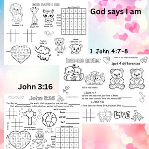 Christian Printable Sunday School Placemat Bundle, Coloring Bible ...