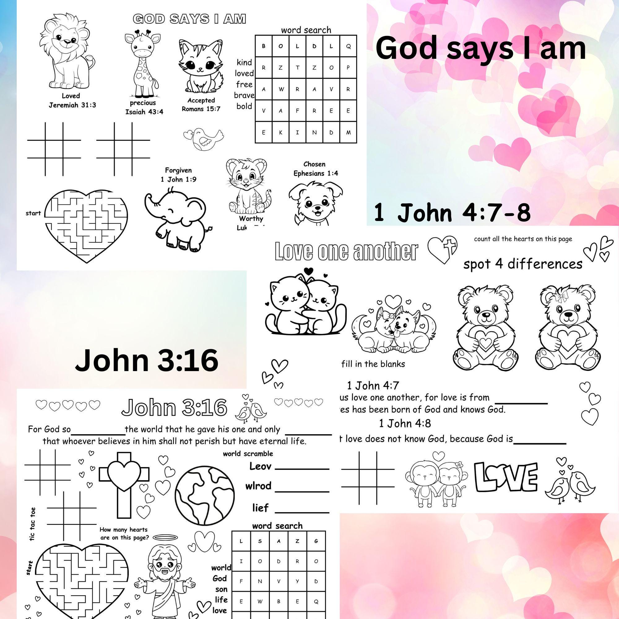Christian Printable Sunday School Placemat Bundle, Coloring Bible ...