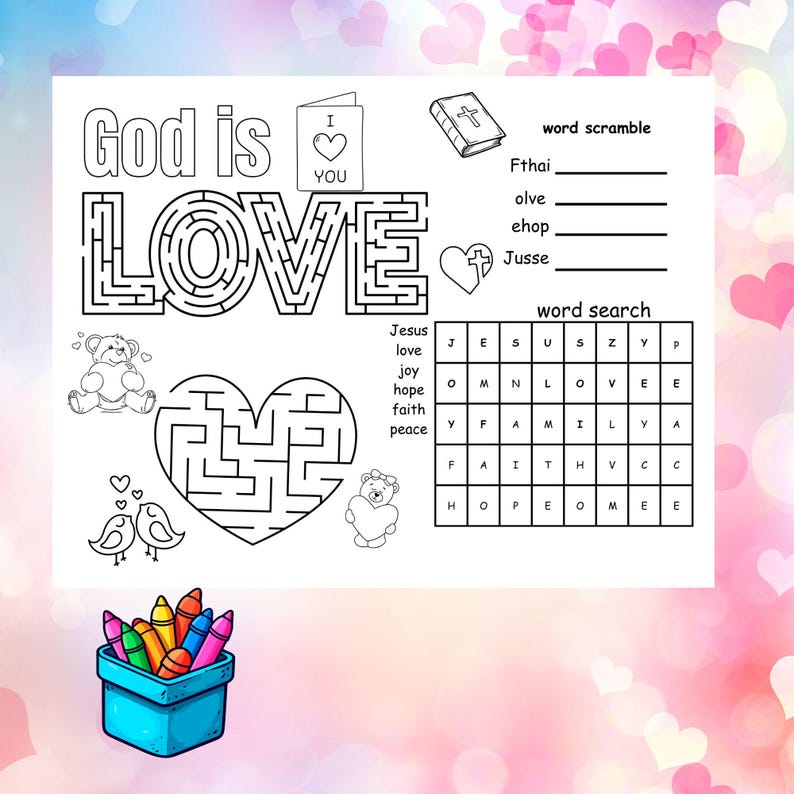 Christian Coloring Placemats: Sunday School Bible Activity (PDF) - Etsy