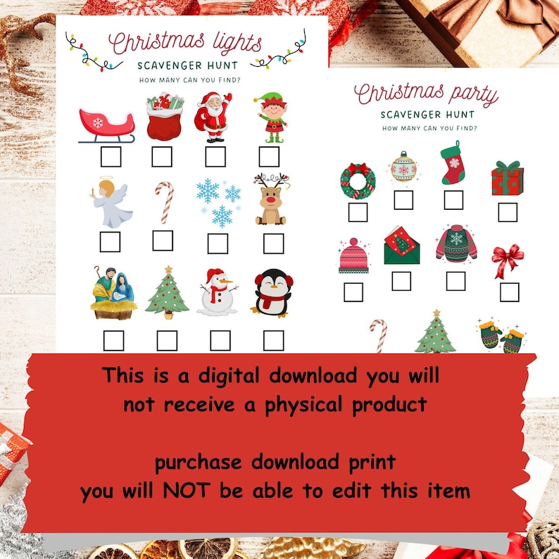 Christmas Party Scavenger Hunt Printable, Christmas Lights Outdoor ...