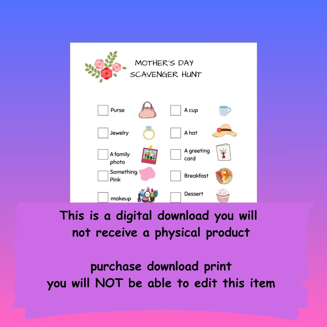 Printable Mothers Day Scavenger Hunt, Outdoor Treasure Hunt Ispy for ...