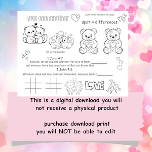 1 John 4:7-8 Bible Activity for Kids, Sunday School Bible Coloring ...