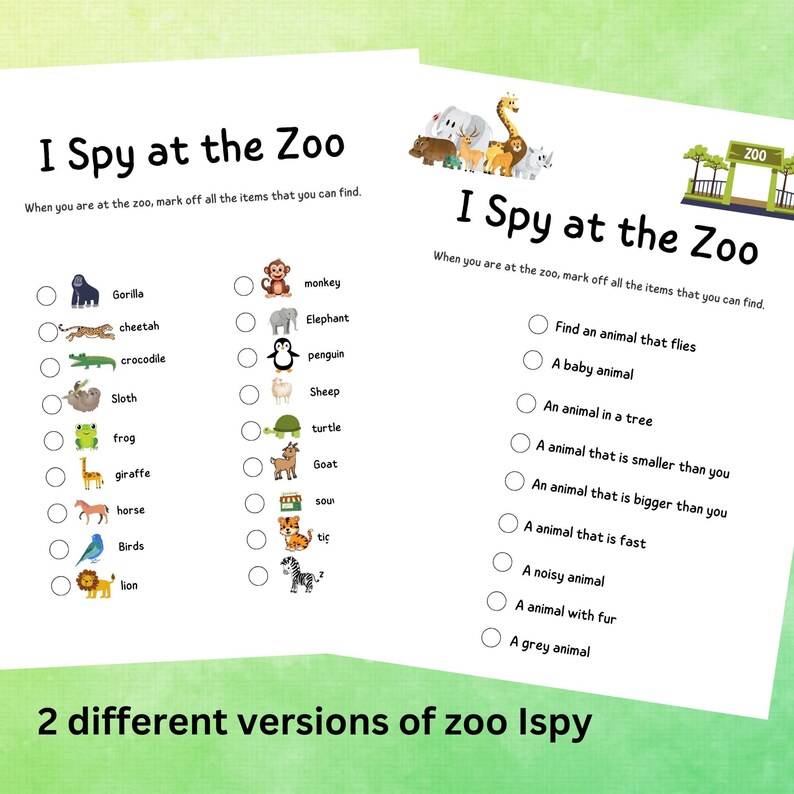 Zoo Activity Bundle: Scavenger Hunt, Coloring Placemats (PDF) - Etsy