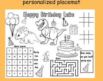 Personalized Tea Party Coloring Placemat for Kids, Printable Tea Party ...