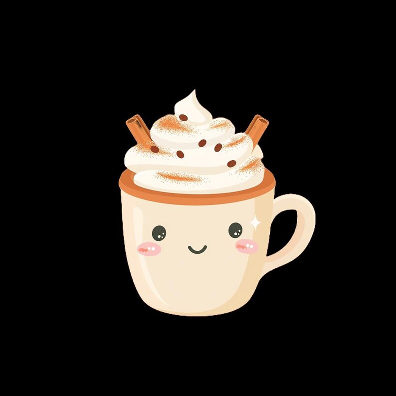 Coffee Cup Kawaii Clip Art Bundle of 6 - Etsy