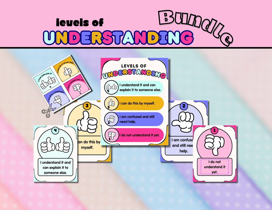 Printable Levels of Understanding Resource for Teachers Colorful 6 ...