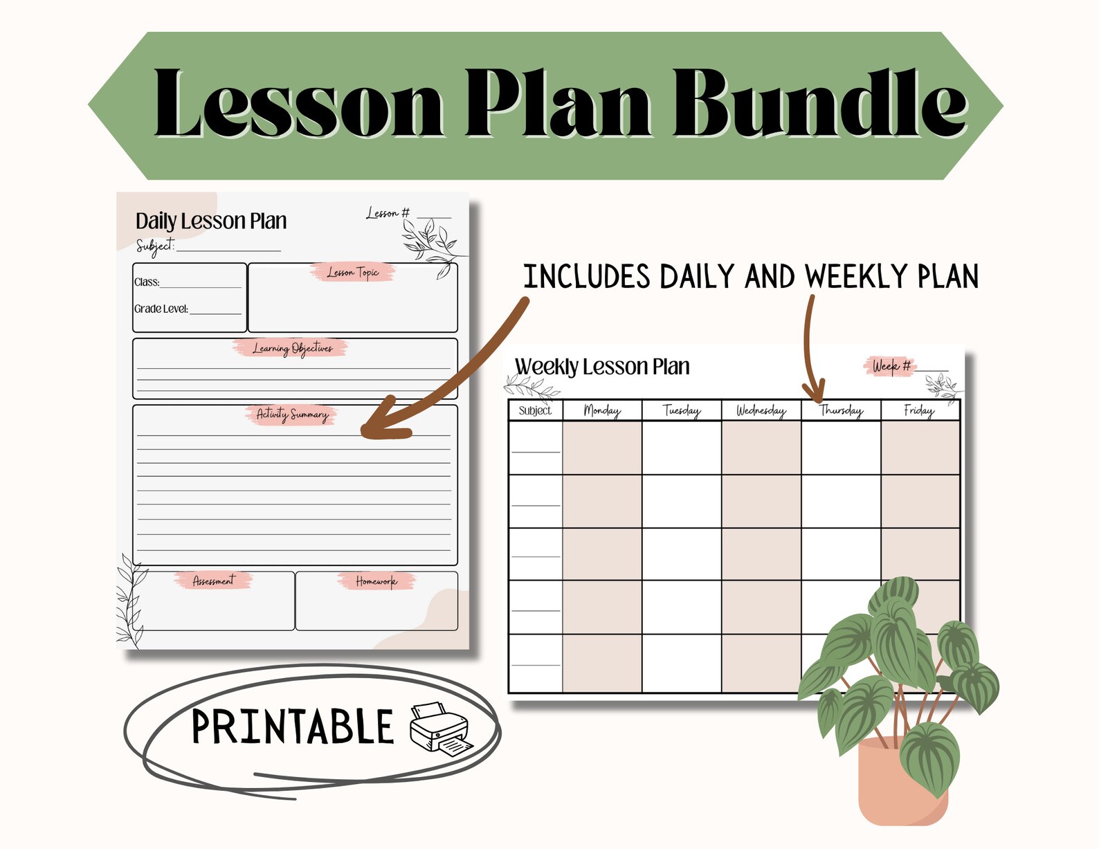 Printable Earthy Lesson Plans Daily and Weekly - Etsy