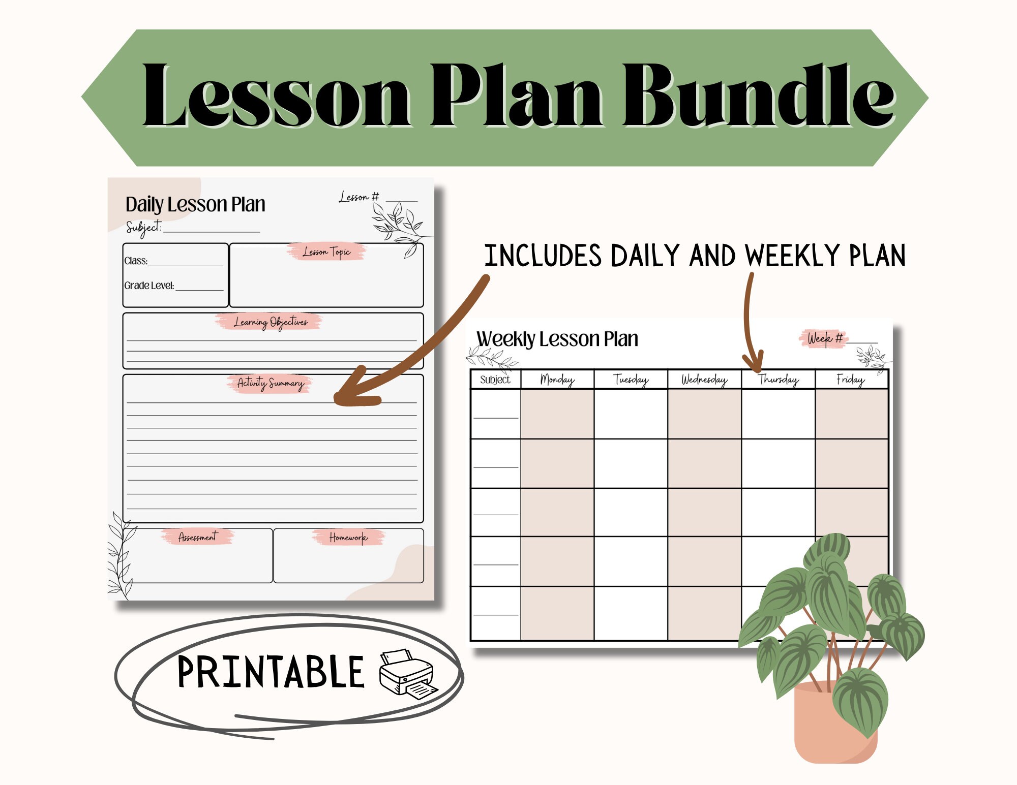 Printable Earthy Lesson Plans Daily and Weekly - Etsy