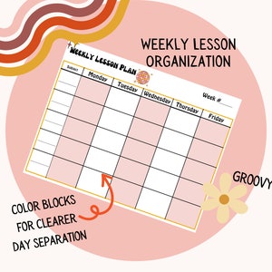 Retro Printable Lesson Plan Template, Daily and Weekly for Teachers - Etsy