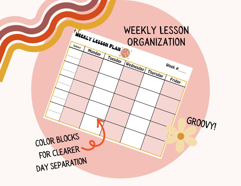 Retro Printable Lesson Plan Template, Daily and Weekly for Teachers - Etsy