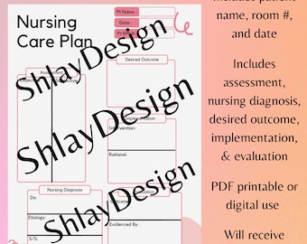 Nursing Care Plan - Etsy