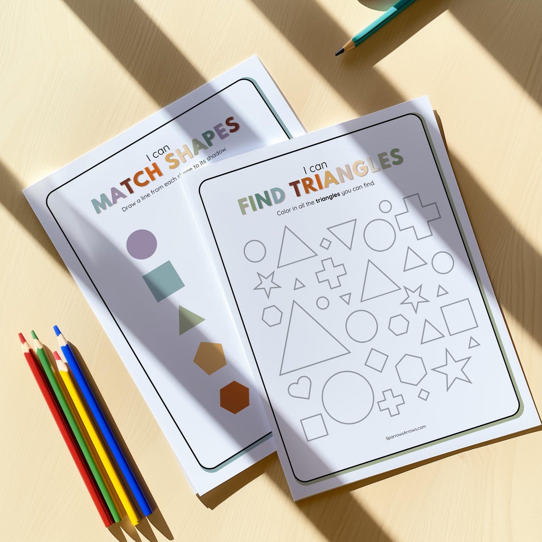 Shapes Recognition Activity Worksheets Match, Find, and Color Shapes ...