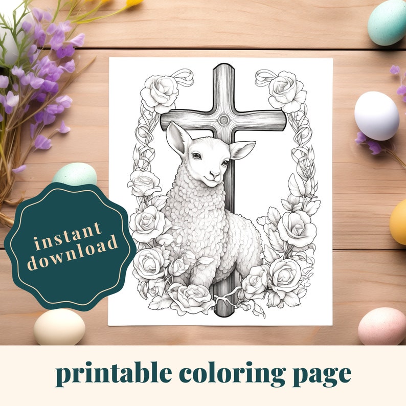Easter Lamb of Peace Printable Coloring Page - Etsy