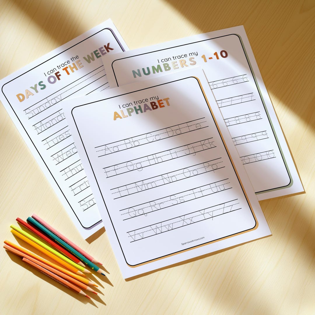 Alphabet and Numbers Tracing Worksheets Educational Activity Set for ...