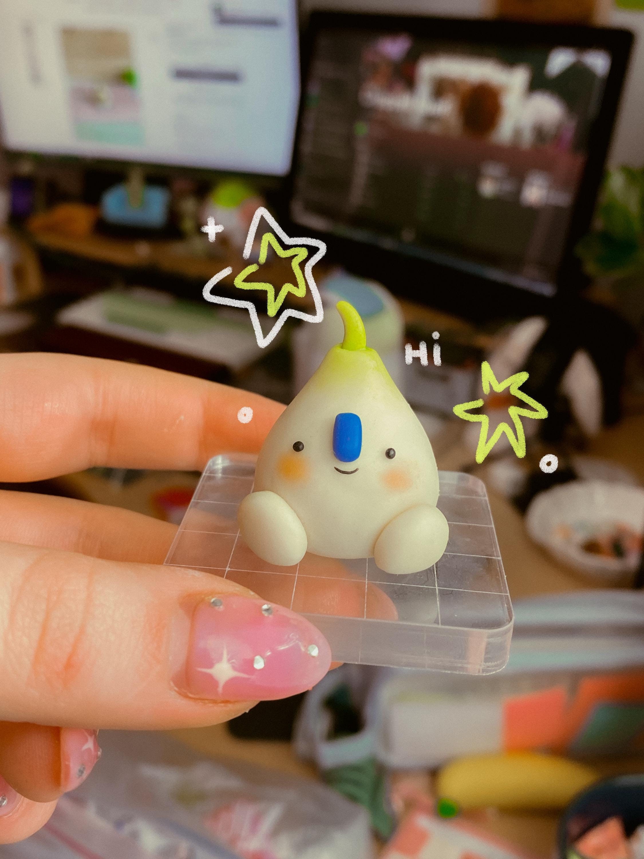 Sprout Desk Sprite, Small Handmade Cute Polymer Clay Desk Friend - Etsy