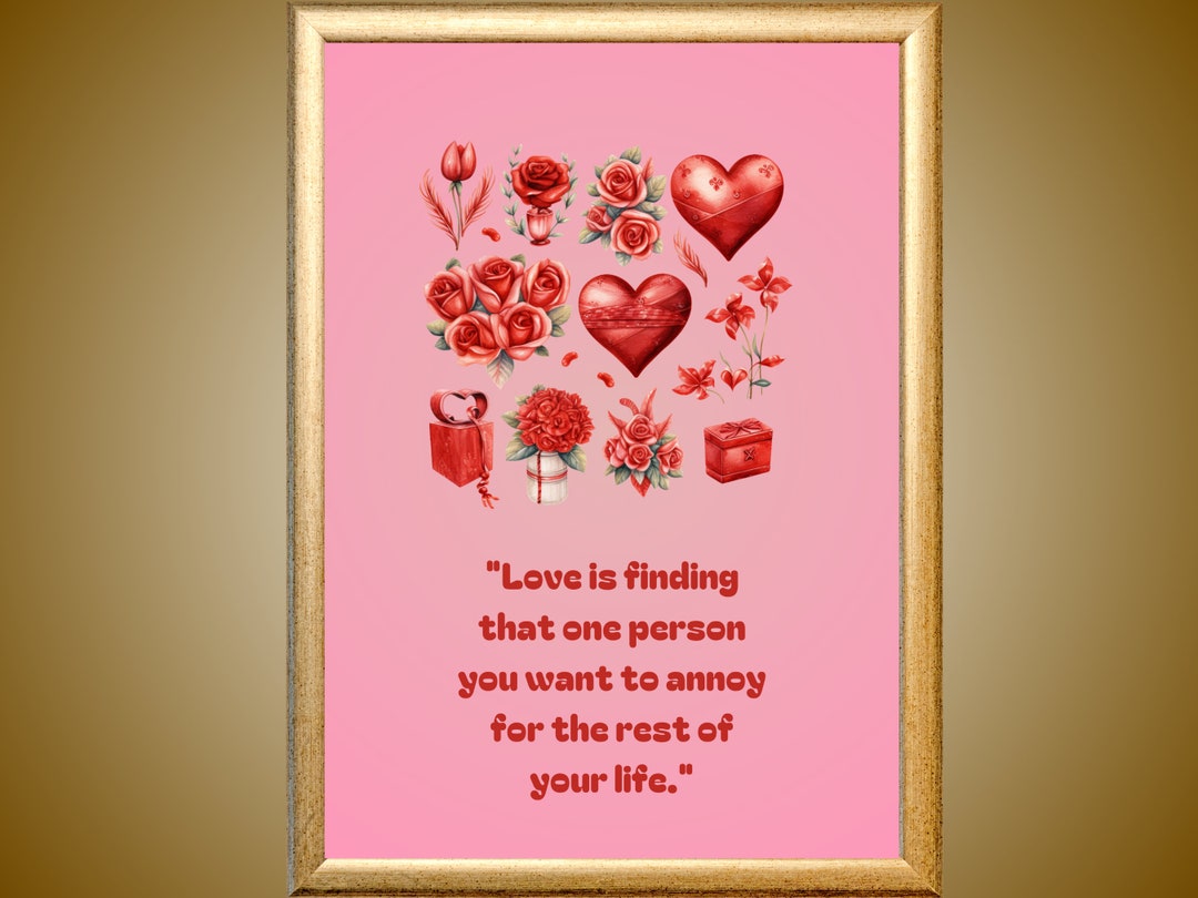 Valentines Love Printable Digital Wall Art: Instant Download, Perfect ...