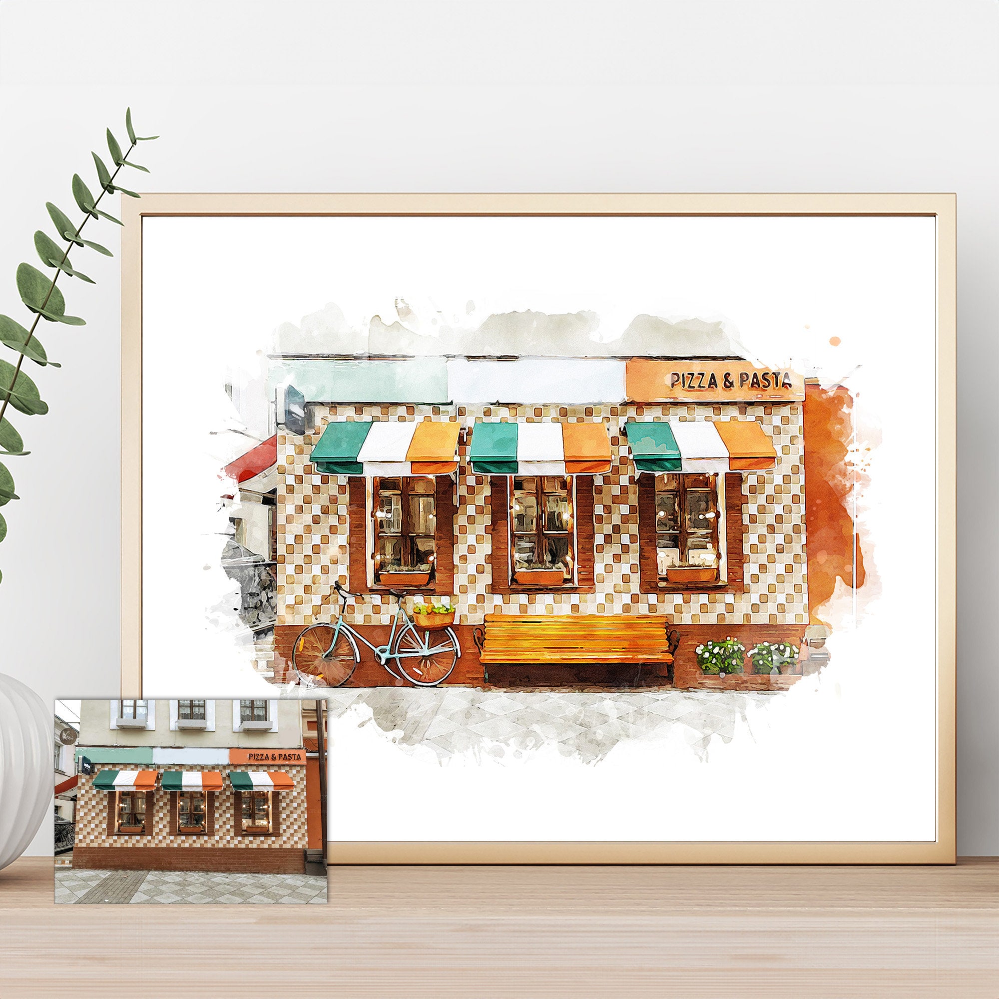 Custom Storefront Watercolor Painting, Business Front, Commercial ...