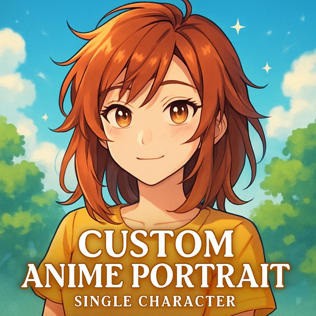 Custom Anime Portrait - Single Character Digital Illustration From ...